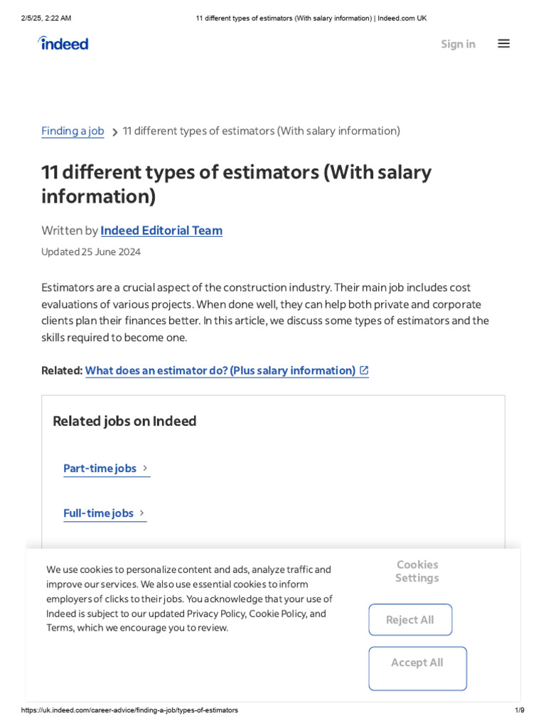 Types of Estimators and Salaries | PDF | Salary | Plumbing