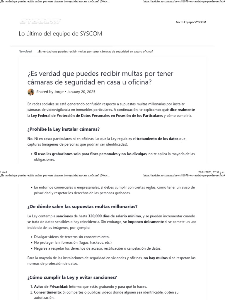 ¿Es Verdad Que Puedes Recibir Multas Por Tener Cámaras de Seguridad en Casa U Oficina - Noticias ...