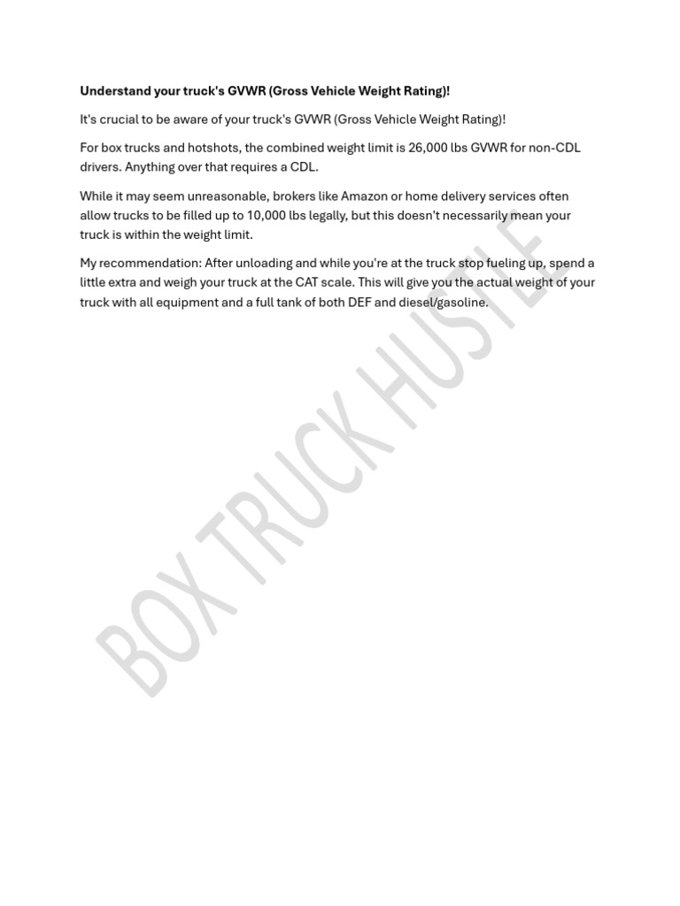 Understand Your Truck's GVWR Gross Vehicle Weight Rating | PDF