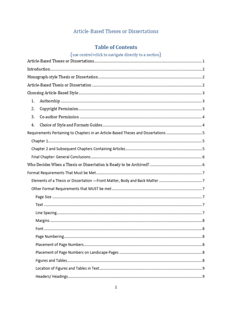 Article Based Thesis Dissertations Final 22616 | PDF | Thesis | Citation