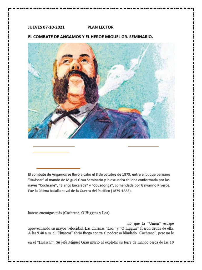 Plan Lector Combate De Angamos Pdf Guerra Naval Operaciones