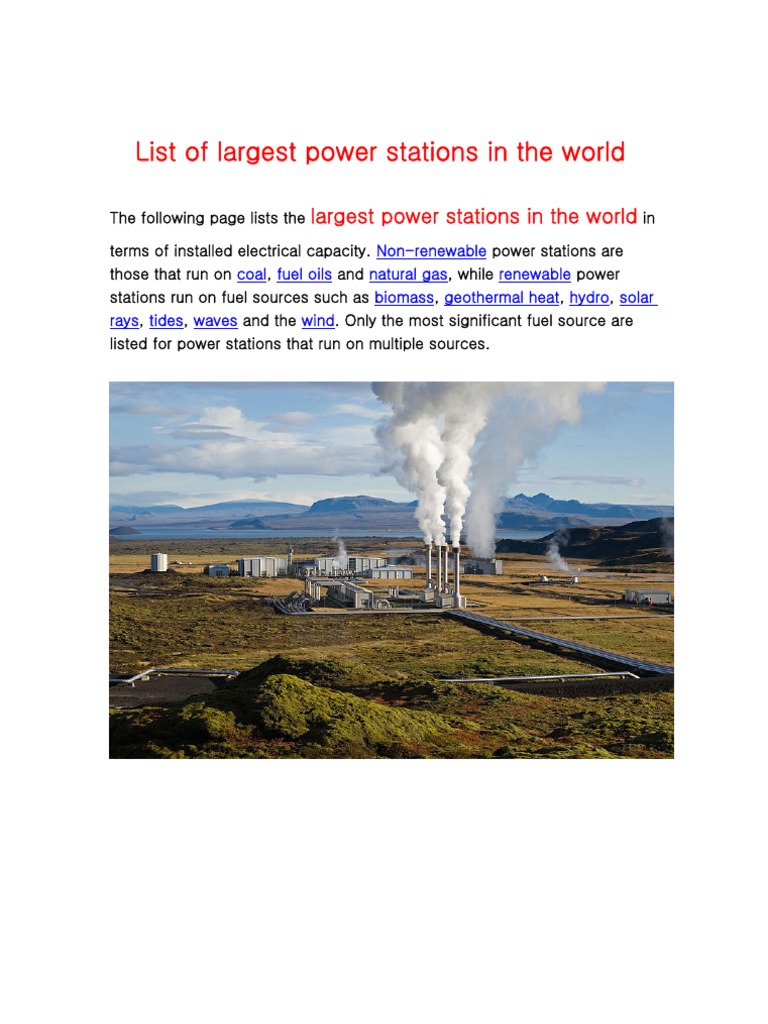 Largest Power Plant in The World | PDF | Power Station | Energy Production