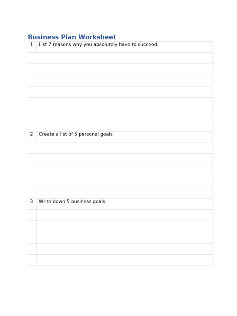 Module 1- Business Plan Worksheet | PDF
