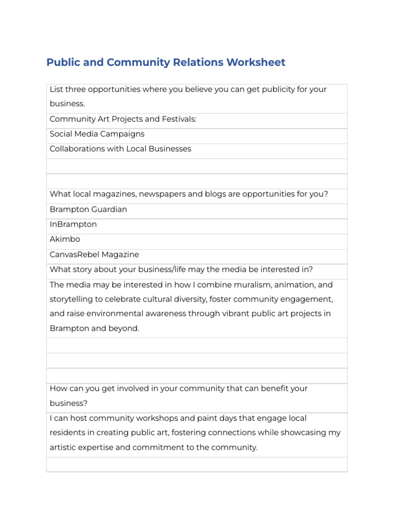 Module 8 - Public Relations Worksheet.docx | PDF
