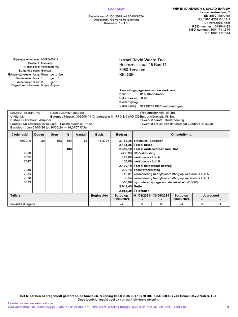 Loonbrief 06 - 2024 | PDF