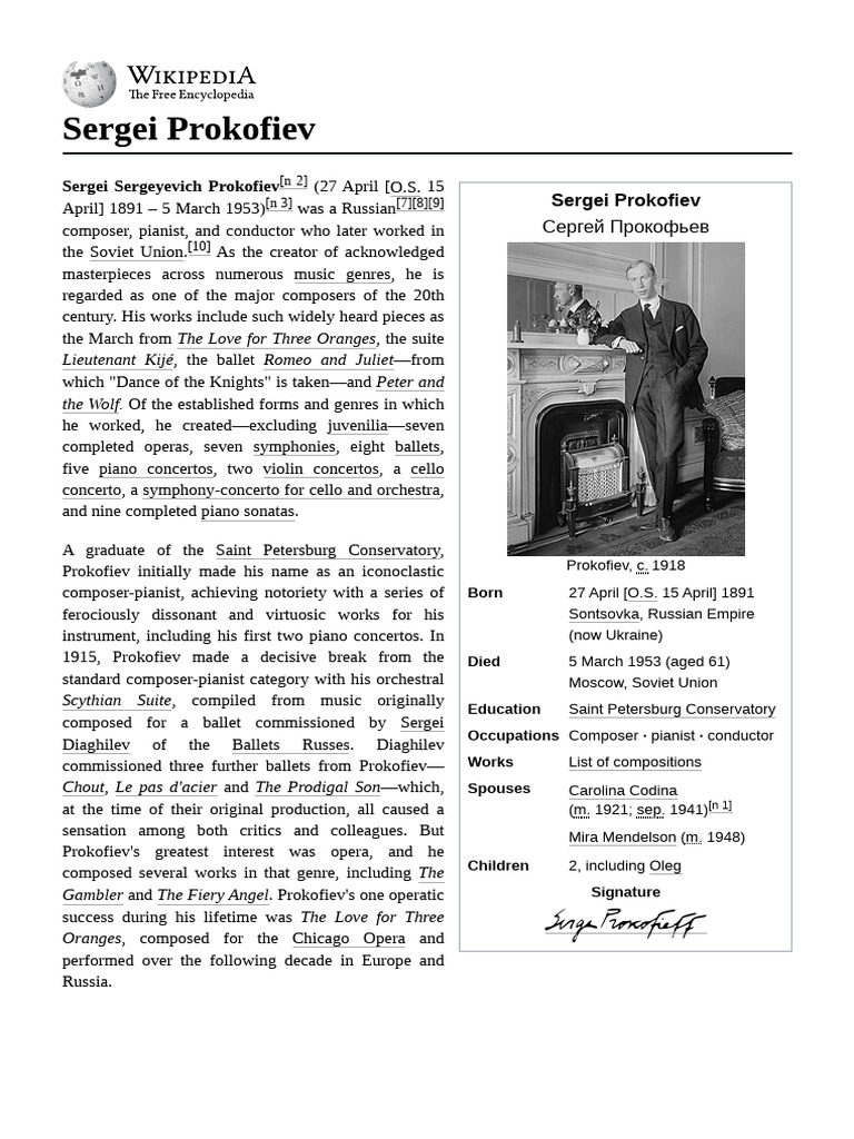 Sergei Prokofiev: Life and Works | PDF
