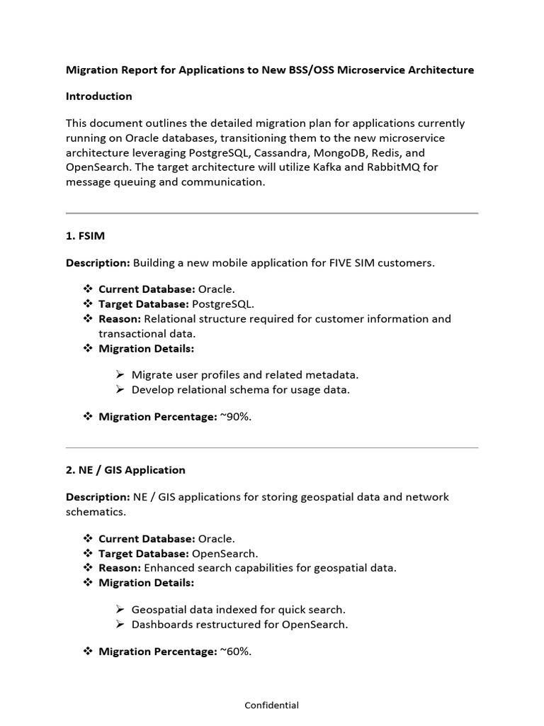 Migration Report For Applications To New BSS | PDF | Databases | Postgre Sql