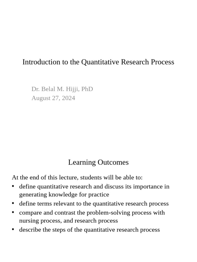 Introduction to the quantitative research process | PDF | Experiment ...