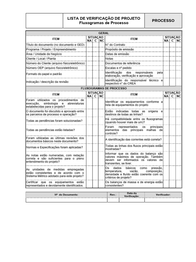 Checklist de Fluxogramas de Processo | PDF | Física
