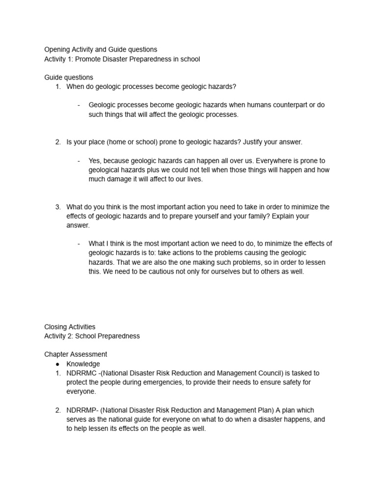 Science Activity | PDF | Hazards | Natural Disasters