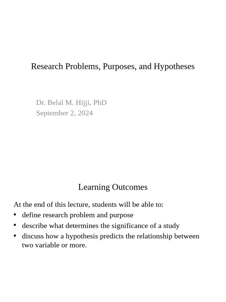Research Problems, Purposes, and Hypotheses | PDF | Hypothesis | Nursing