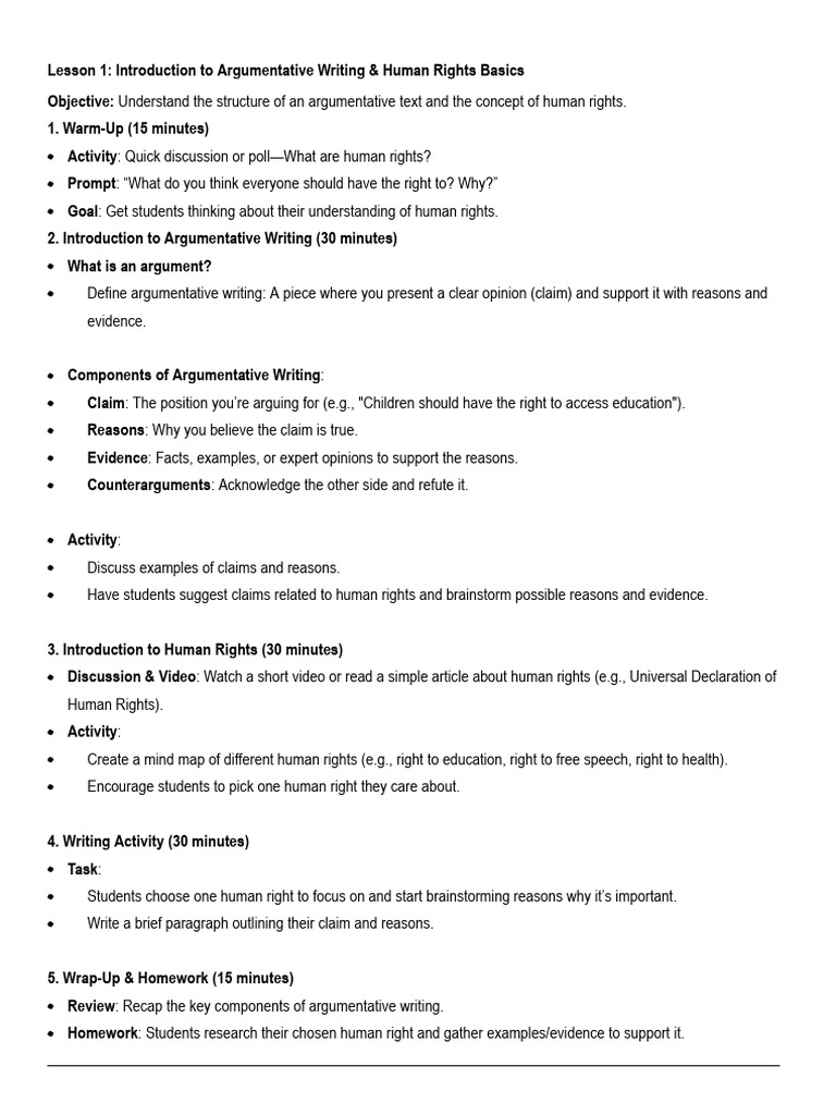 Argumentative Writing & Human Rights Guide | PDF | Reason | Evidence