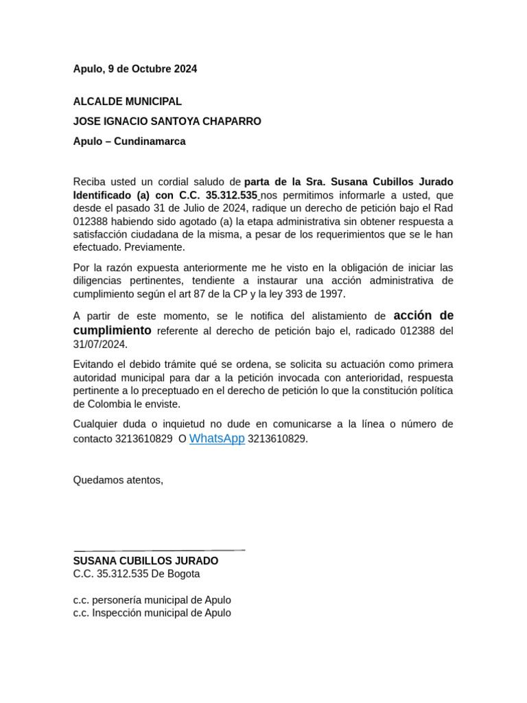 Accion de cumplimiento Apulo | PDF