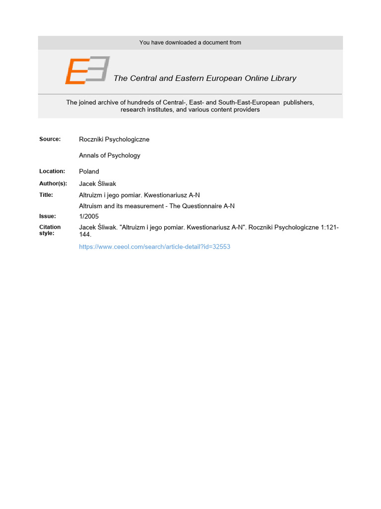 Altruism-And-Its-Measurement-The-Questionnaire-A-N - Content File PDF | PDF