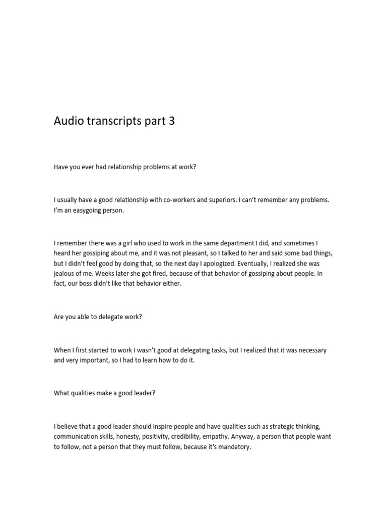 Audio Transcripts Part 3 | PDF