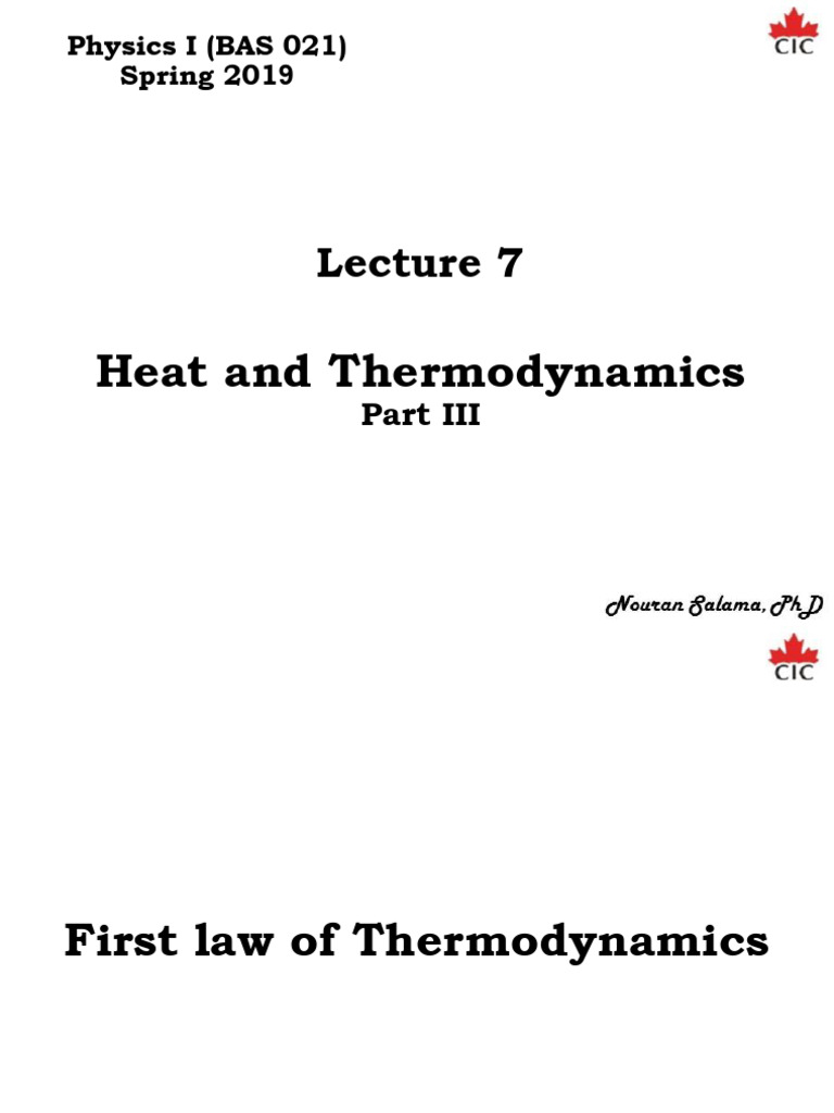Lecture 7 - Heat and Thermodynamics 3 | PDF | Heat | Heat Transfer