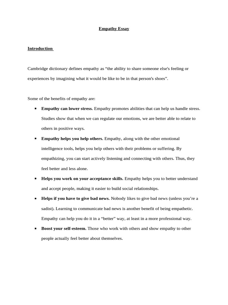 Empathy - Personal Writing | PDF | Empathy | Psychological Concepts