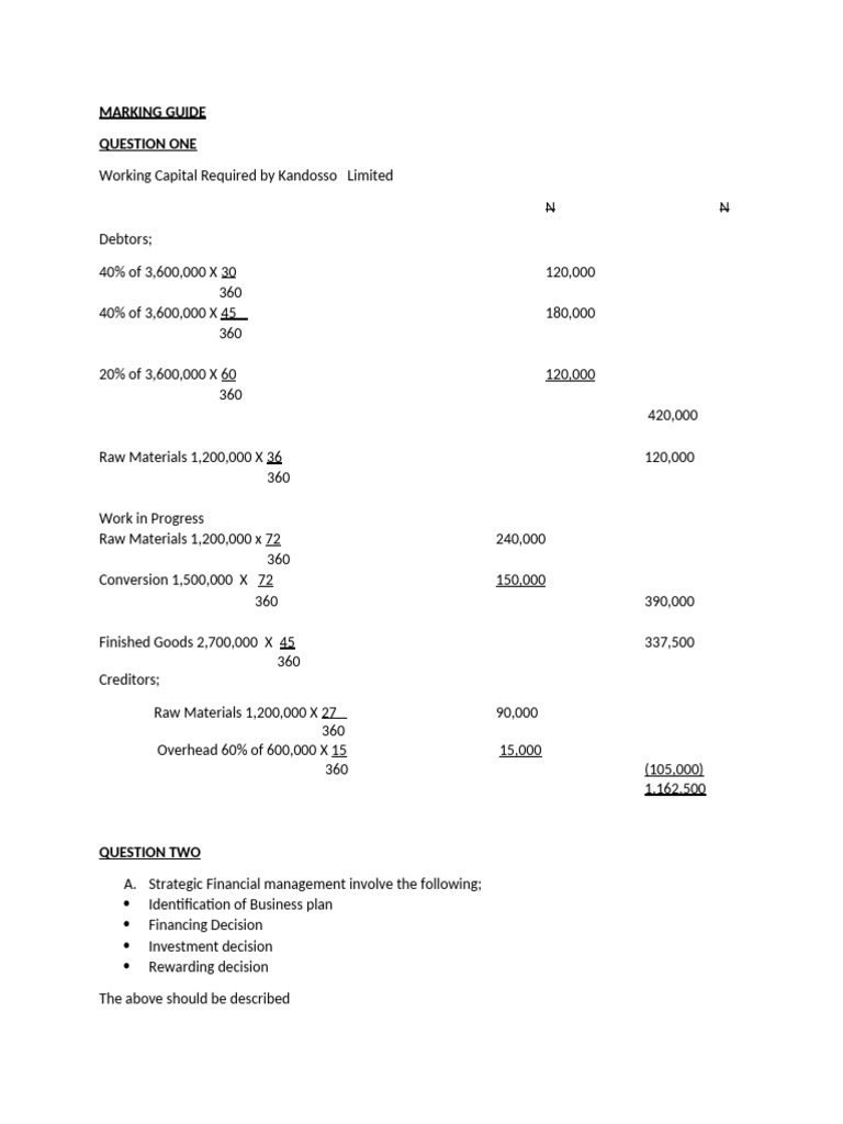 Acc3 05 Test Marking Guide | PDF | Working Capital | Business Economics