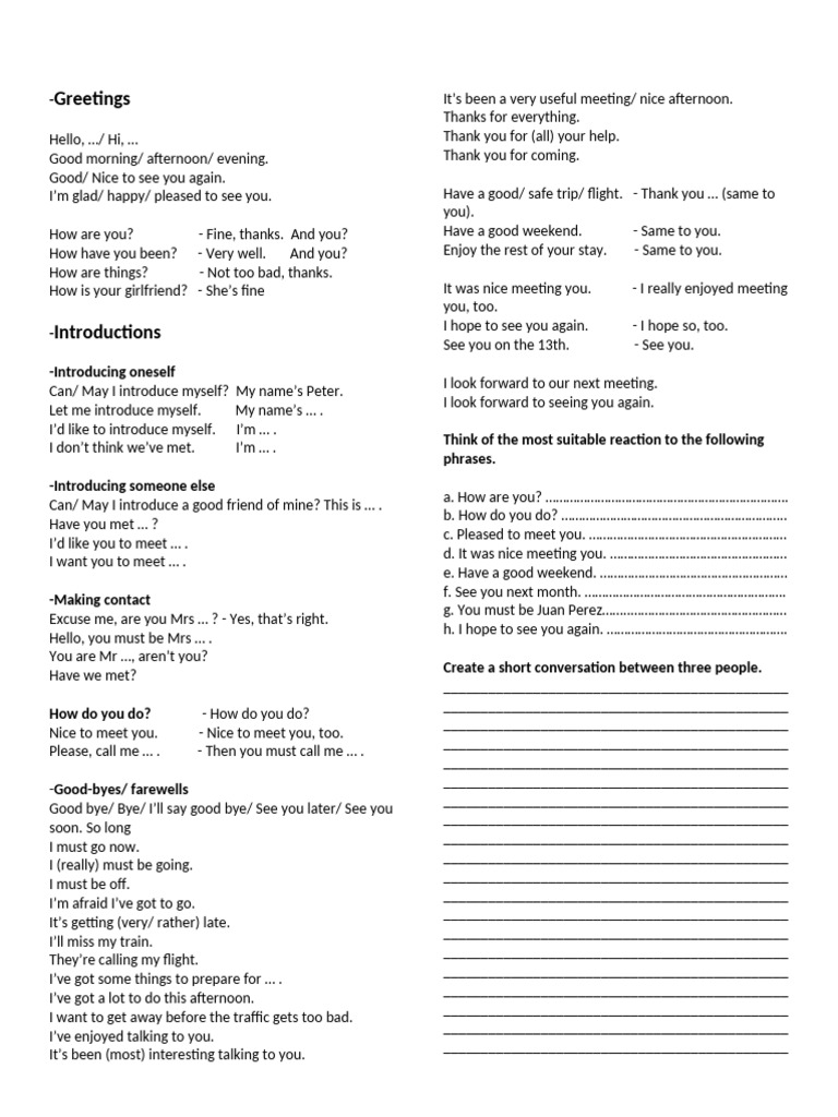 Essential English Greetings and Introductions | PDF