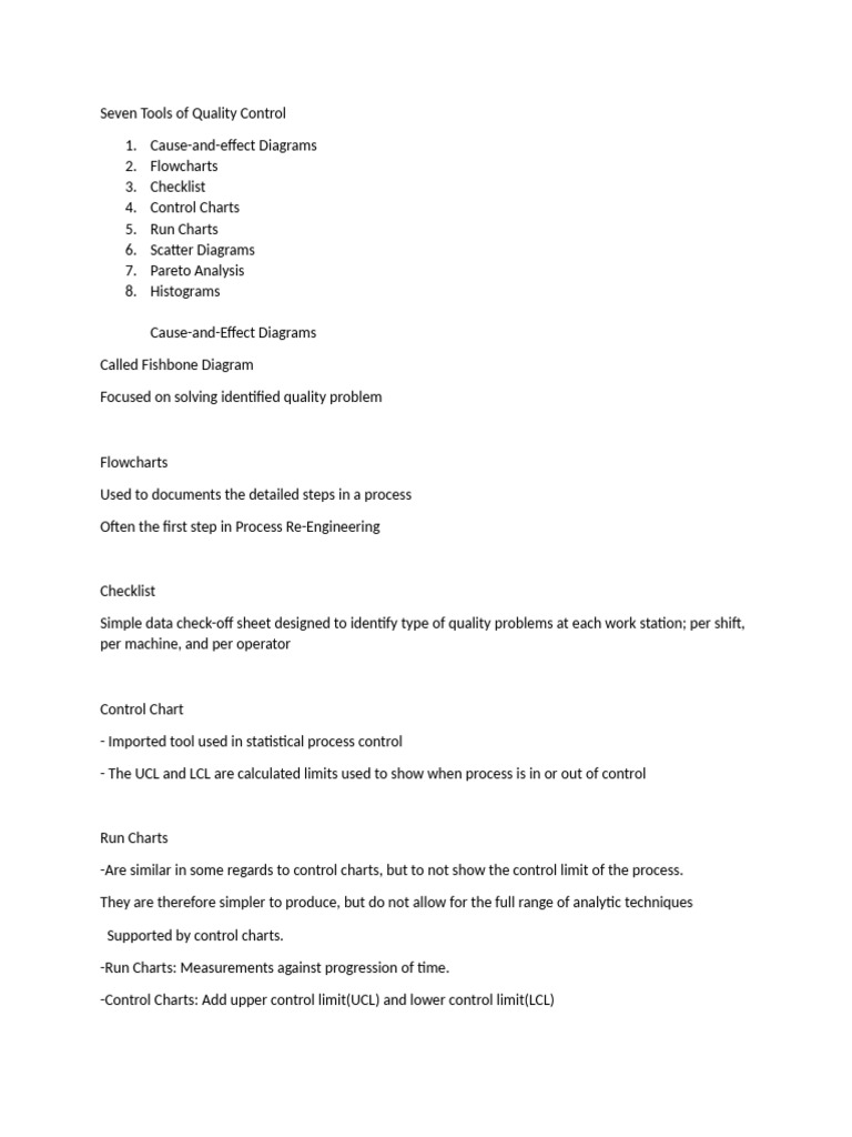Seven Tools of Quality Control | PDF