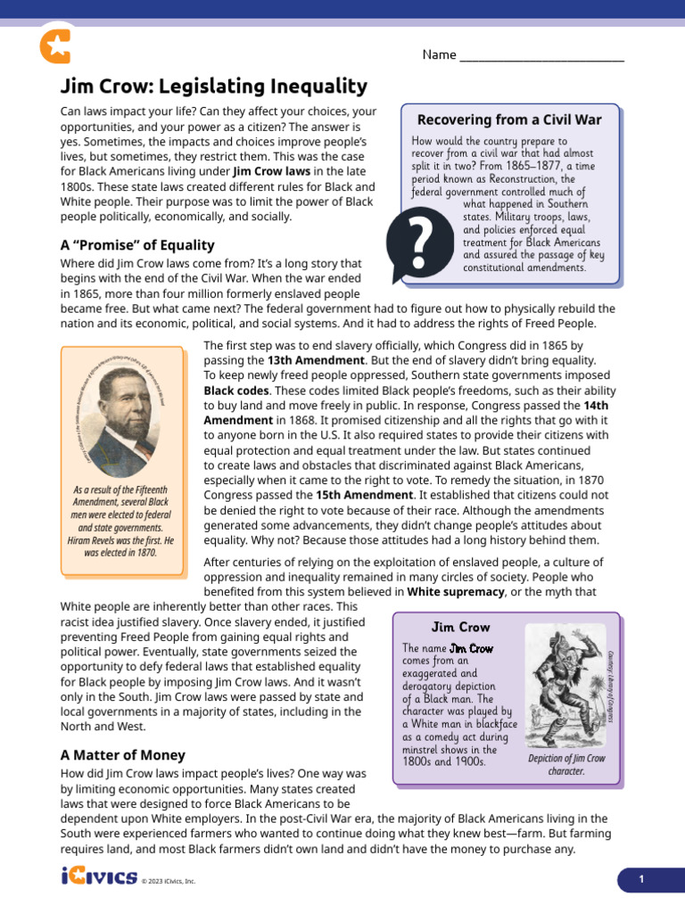Jim Crow Laws: Impact on Black Lives | PDF | The United States ...