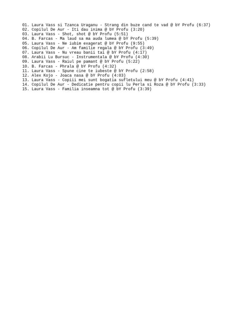 Track List | PDF Track List | PDF