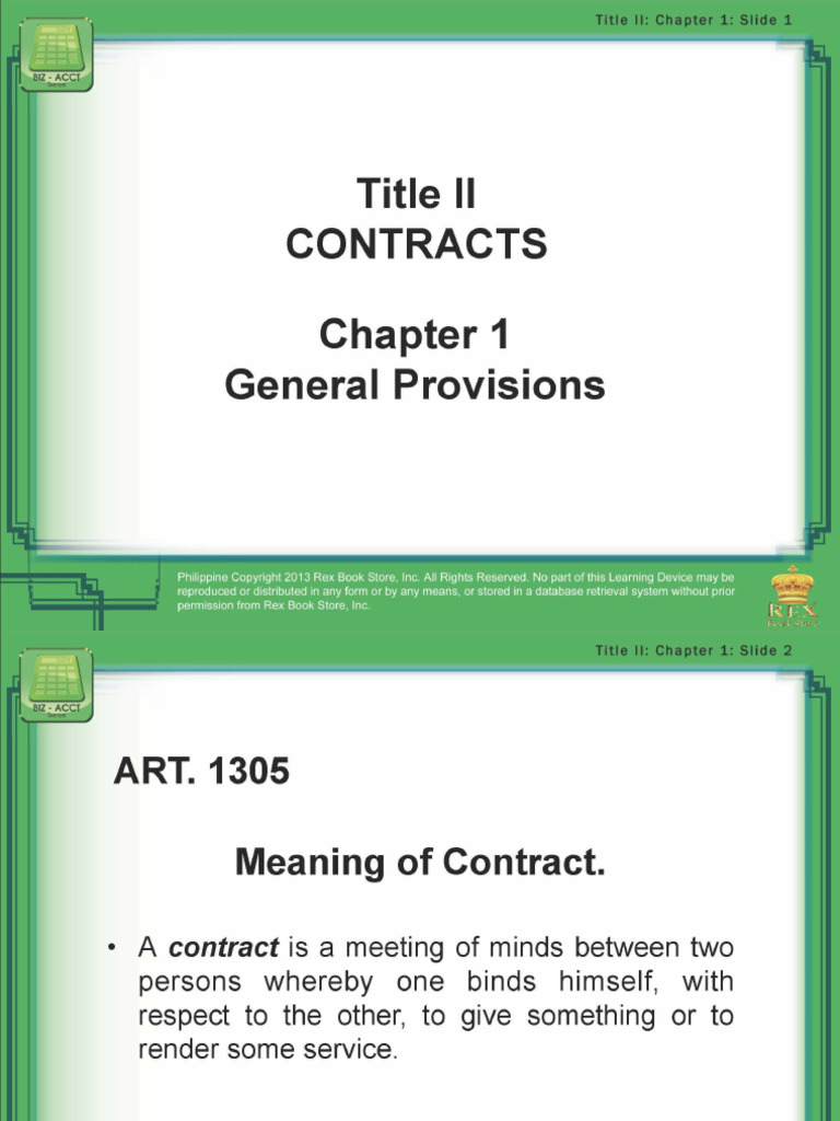 Title II Chapter 1 Obligation and Contracts | PDF