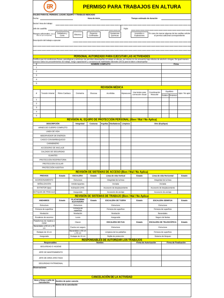 AG Seguridad Industrial Permiso Trabajos en Altura | PDF | Escalera