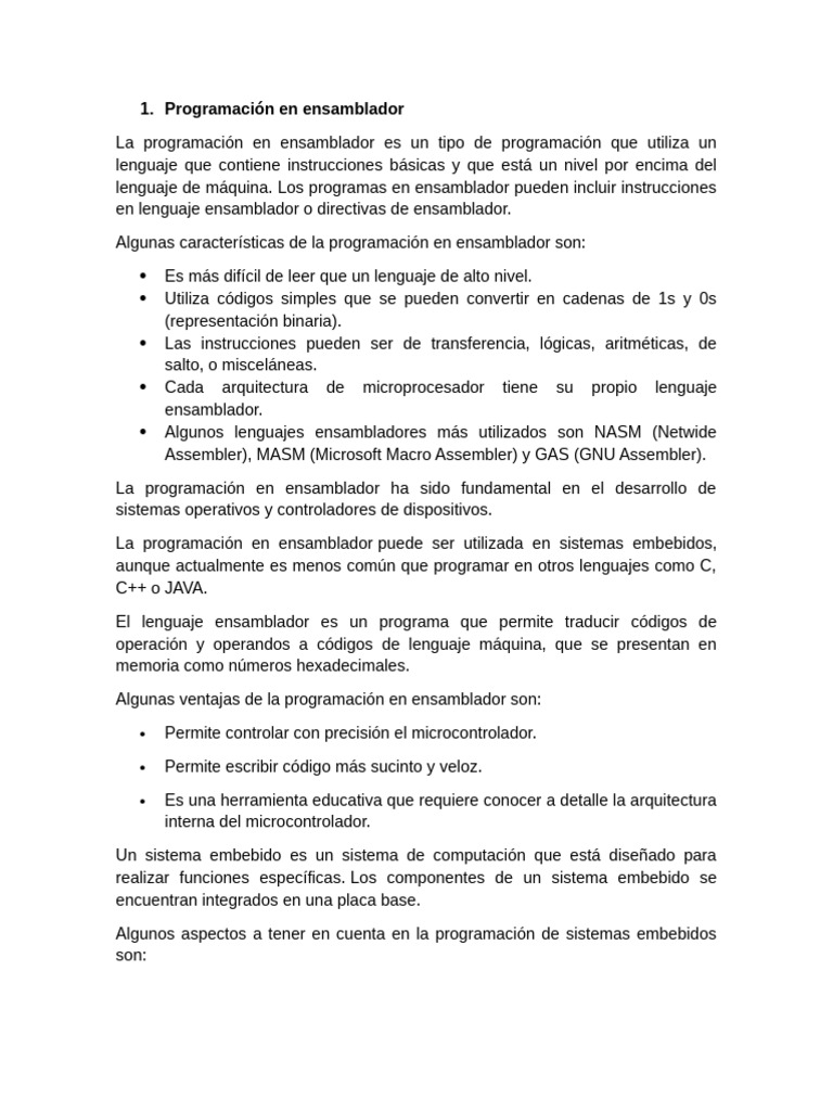 software y programacion de sistemas embebidos | PDF | Lenguaje ensamblador | Programación de ...