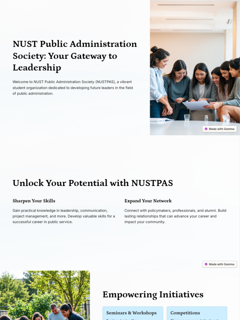 NUST Public Administration Society Your Gateway To Leadership | PDF ...