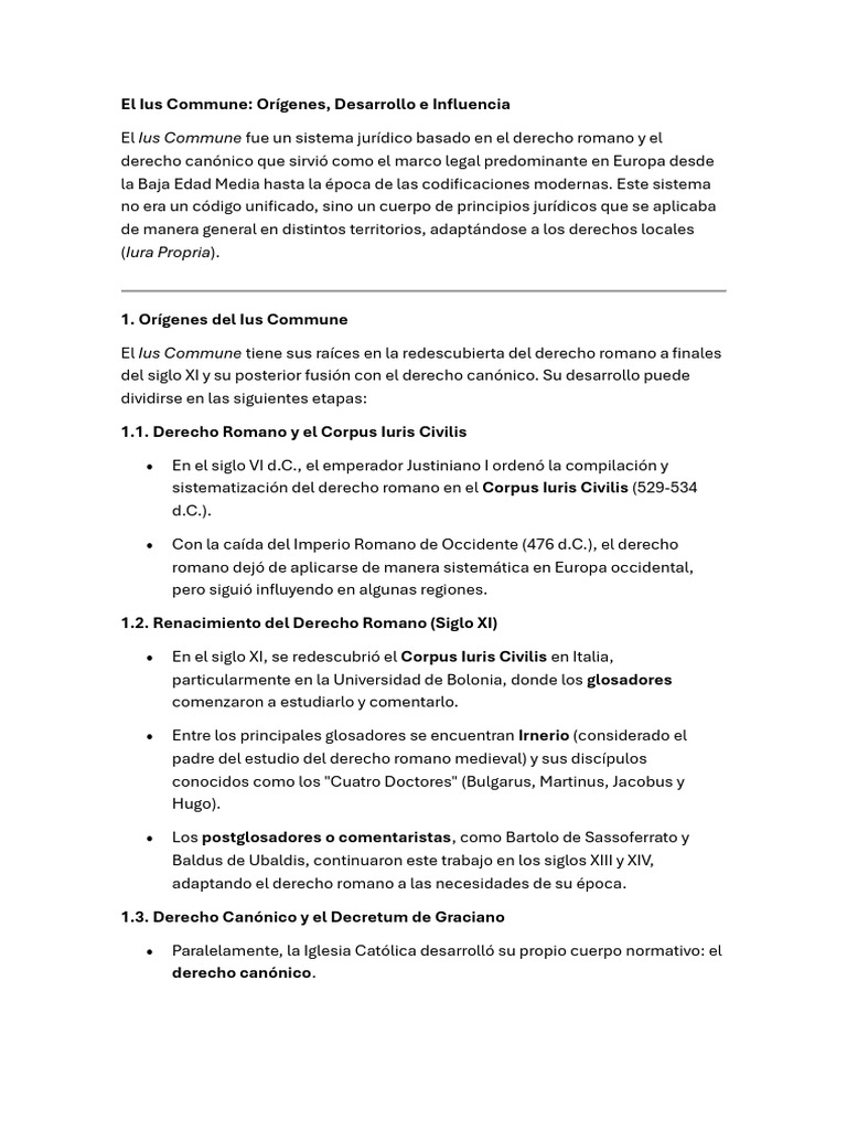 El Ius Commune | PDF | Ley romana | Derecho civil (sistema legal)