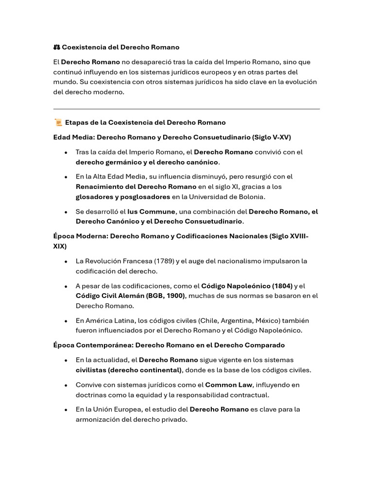 Coexistencia del Derecho Romano en la Historia | PDF | Ley romana | Ley ...
