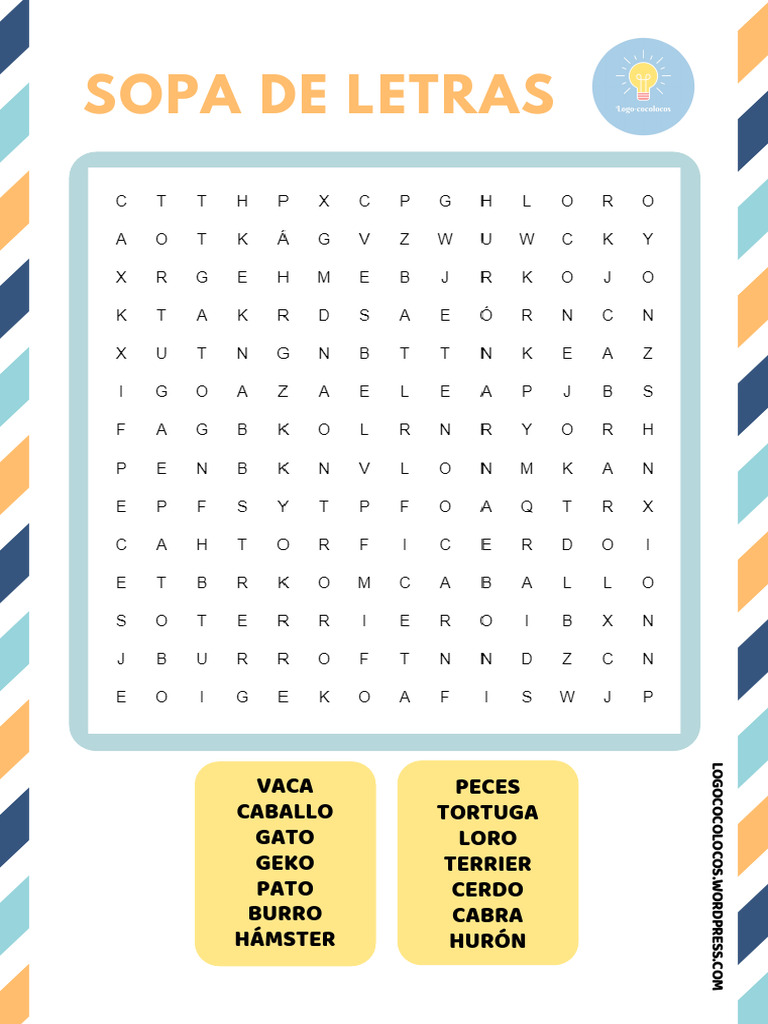 Sopa de Letras Animales Domc3a9sticos vs. Salvajes | PDF | Zoología