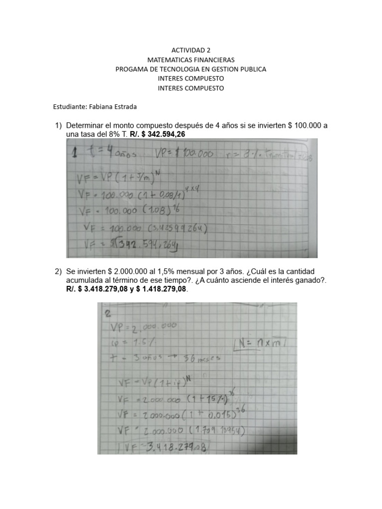 Actividad 2 Matematica Finaciera | PDF