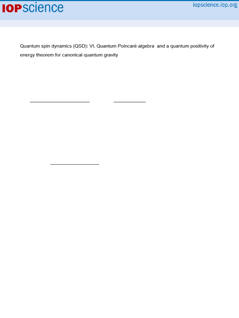 Quantum Spin Dynamics (QSD) : VI. Quantum Poincaré Algebra and A ...