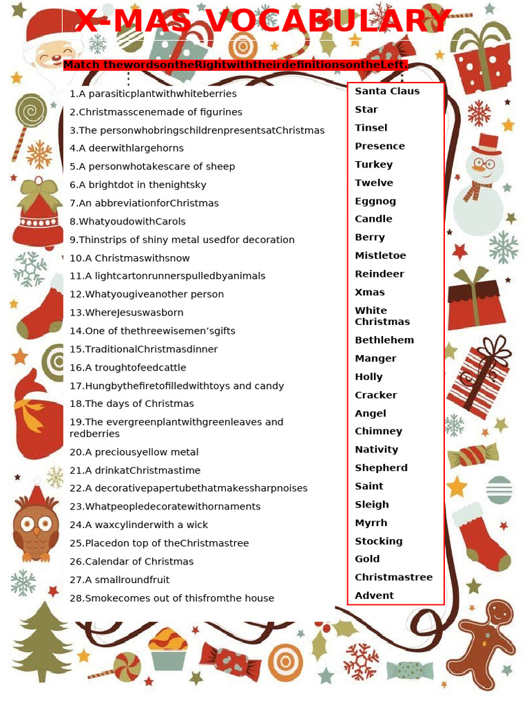 Christmas Traditions & Vocabulary | PDF | Christmas | Advent