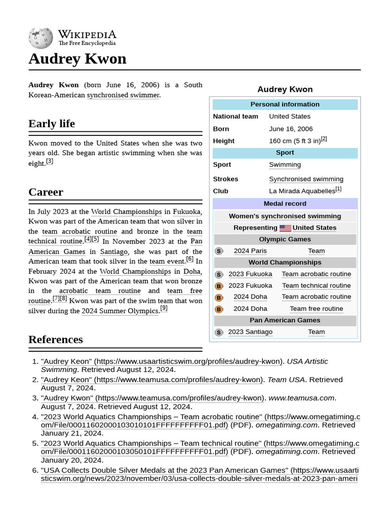 Audrey_Kwon | PDF | Leisure Activities | Multi Sport Events