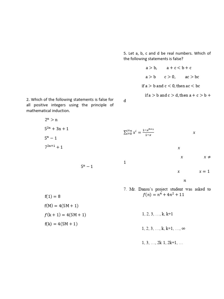 MTS 101 Plus - Combined Past Questions | PDF | Real Number | Numbers
