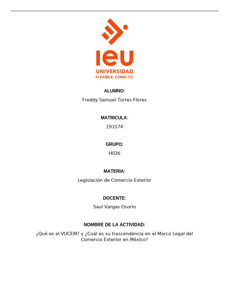 ACT 1 QUE ES EL VUCEM | PDF | El comercio internacional | Comercio