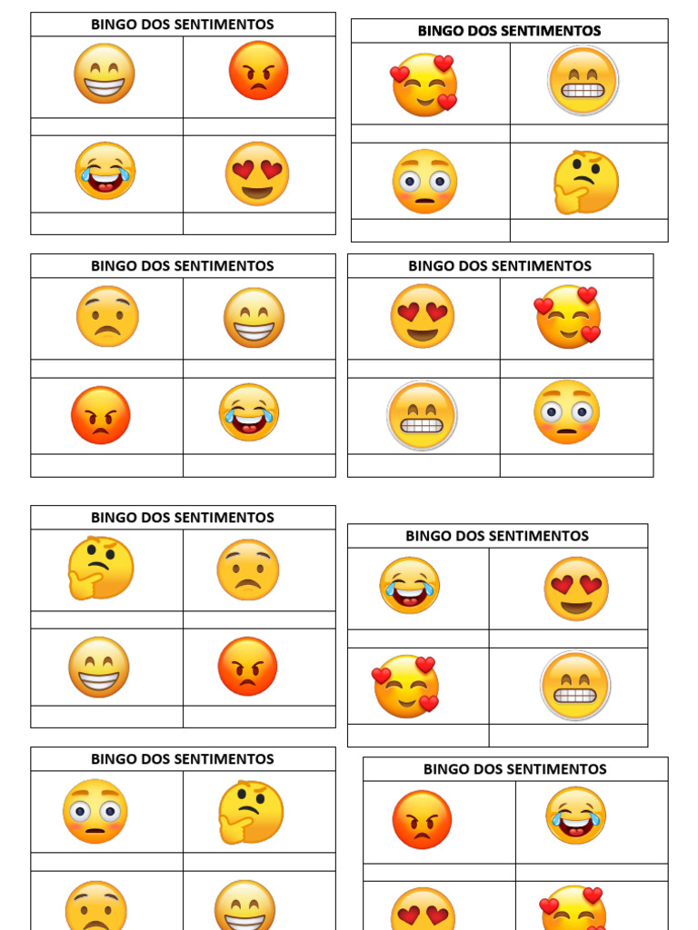 Cartelas - Bingo Dos Sentimentos | PDF