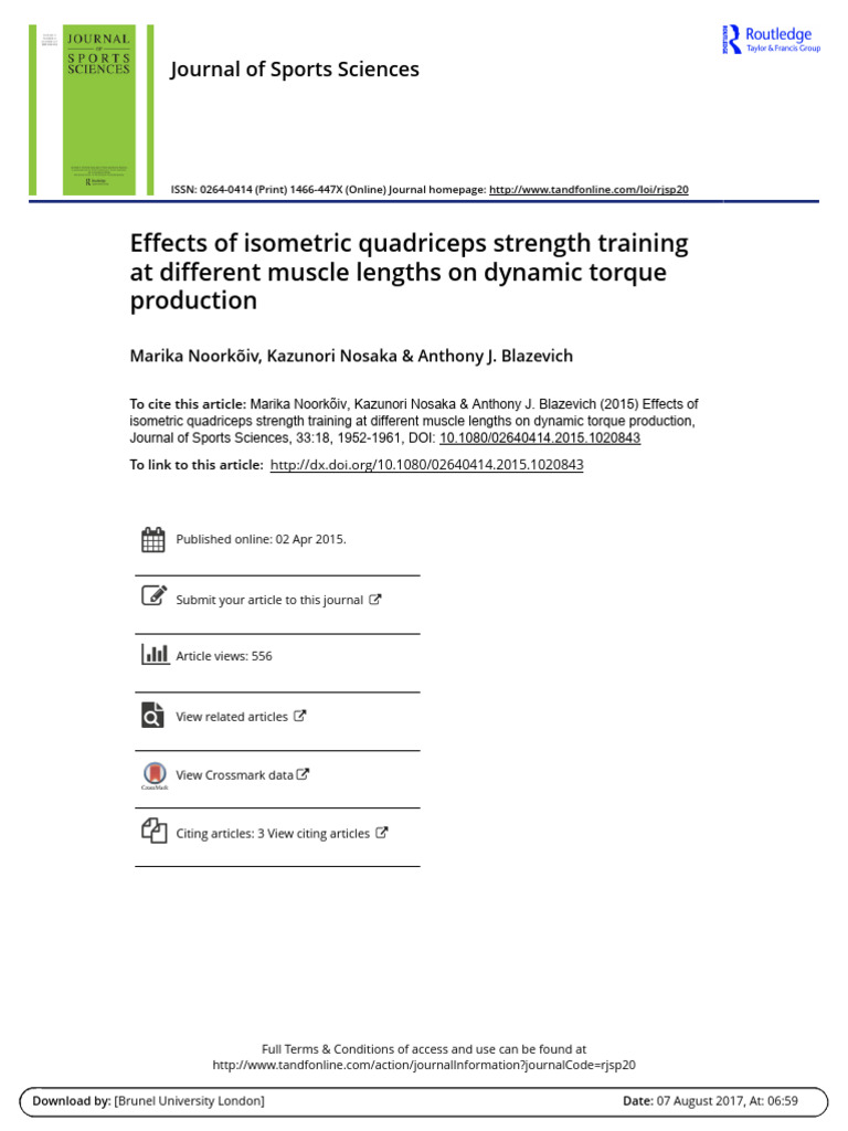 Effects of Isometric Quadriceps Strength | PDF | Skeletal Muscle | Torque