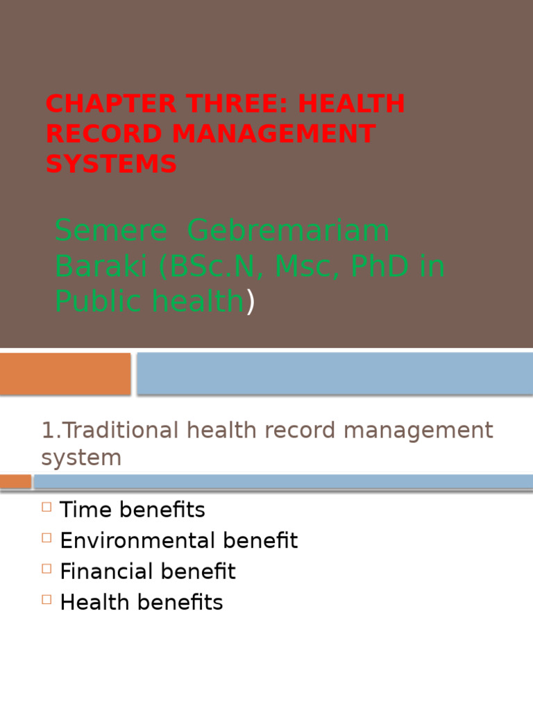 chapter 3 health record management system | PDF | Electronic Health ...