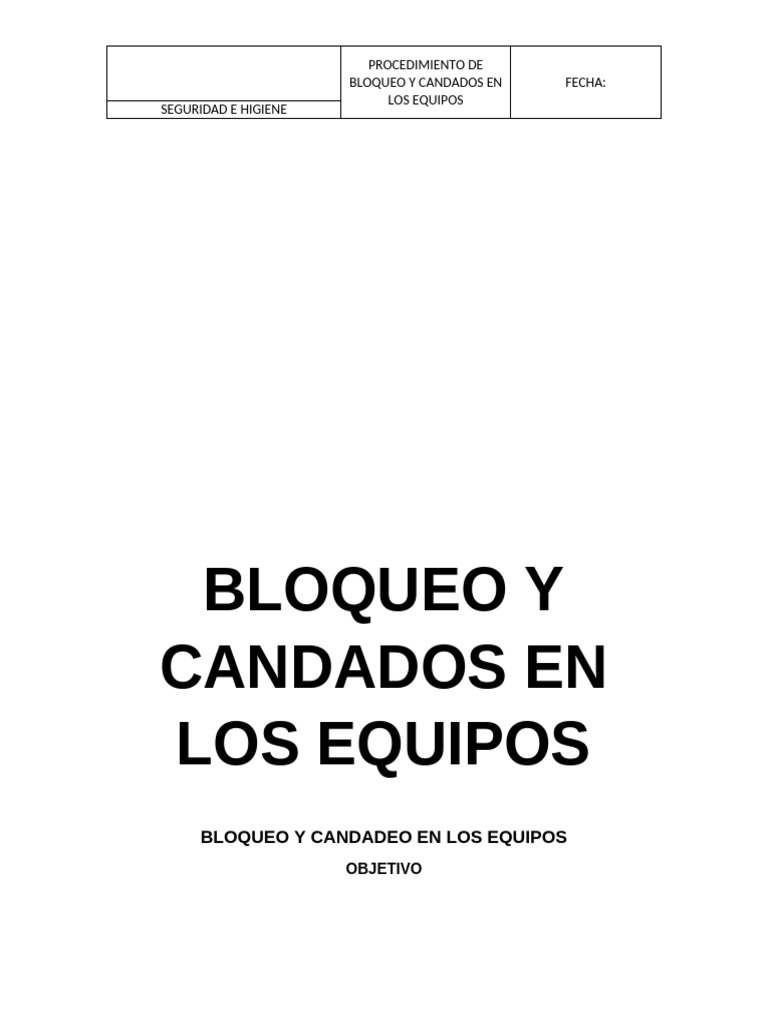 Procedimiento de Bloqueo y Candado | PDF | Valores | Ingenieria Eléctrica