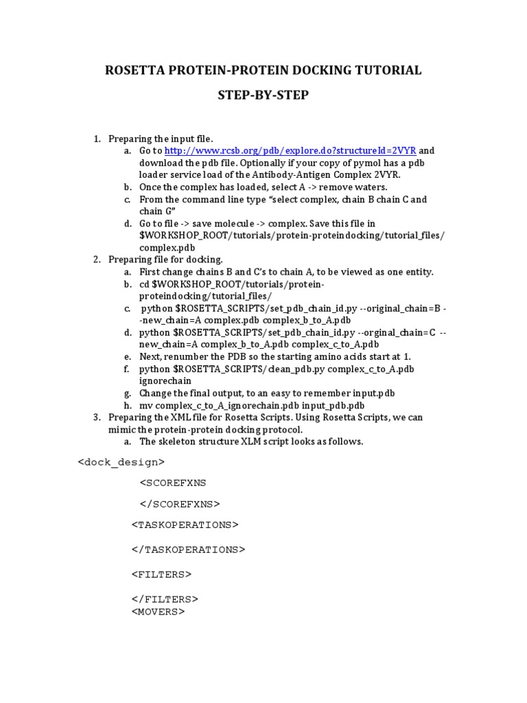 Rosetta Protein - Protein Docking Tutorial Step - by - Step | PDF ...