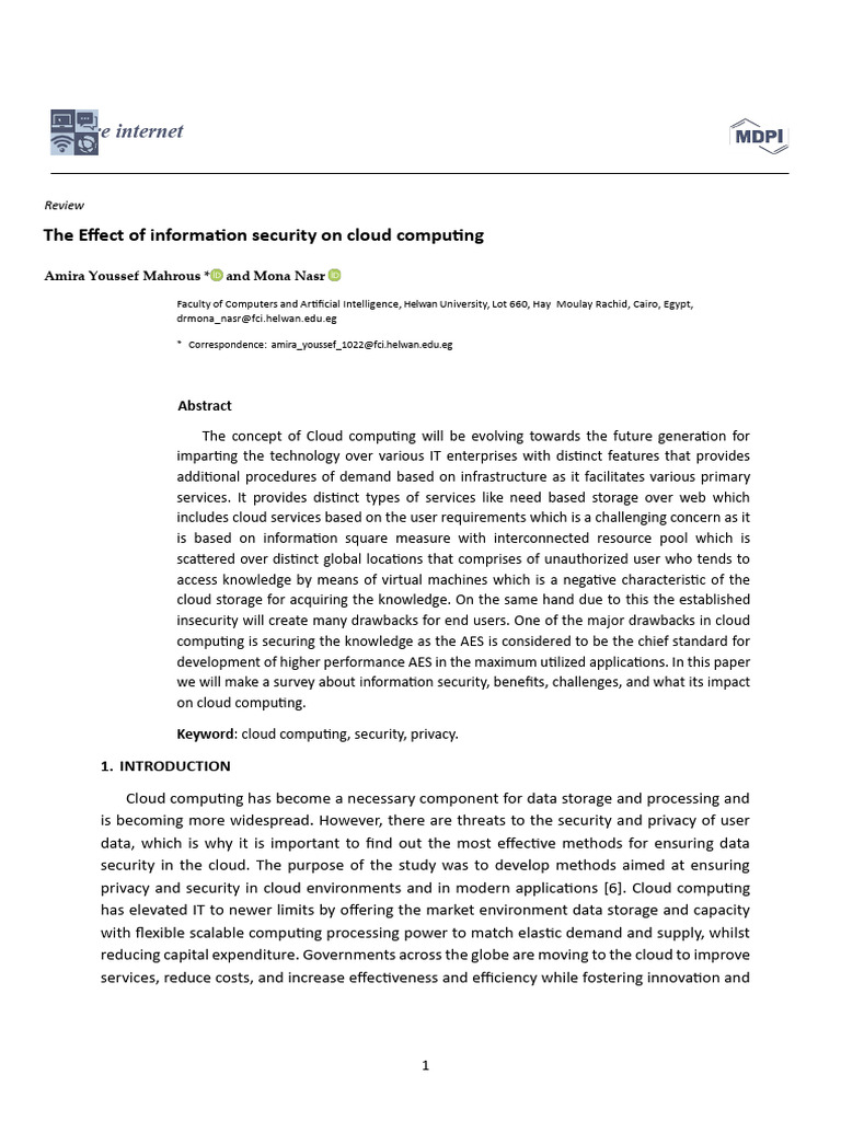 Security - The Effect of Information Security On Cloud Computing | PDF | Cloud Computing | Security