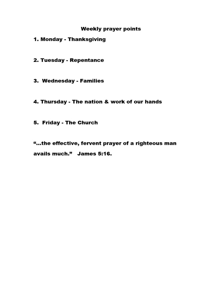 Weekly Prayer Points | PDF