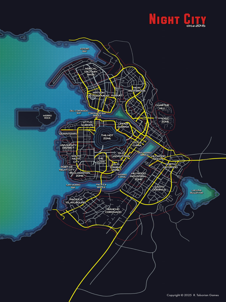 Night City 2045 Atlas W District Names | PDF