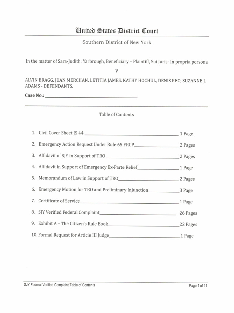 SDNY Federal Complaint - Breach of Oath, Insurrection & Rebellion ...