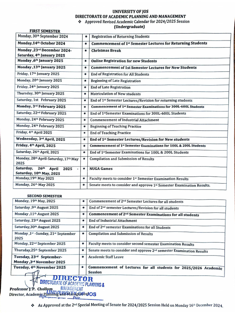 Approved Revised Calendar 2025 | PDF