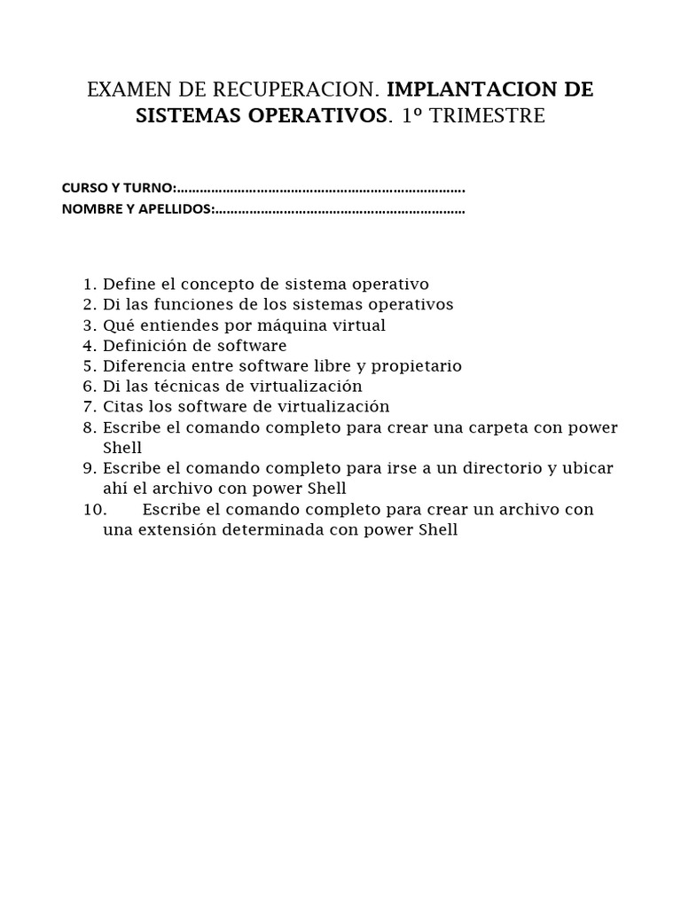 Examen de Recuperacion | PDF